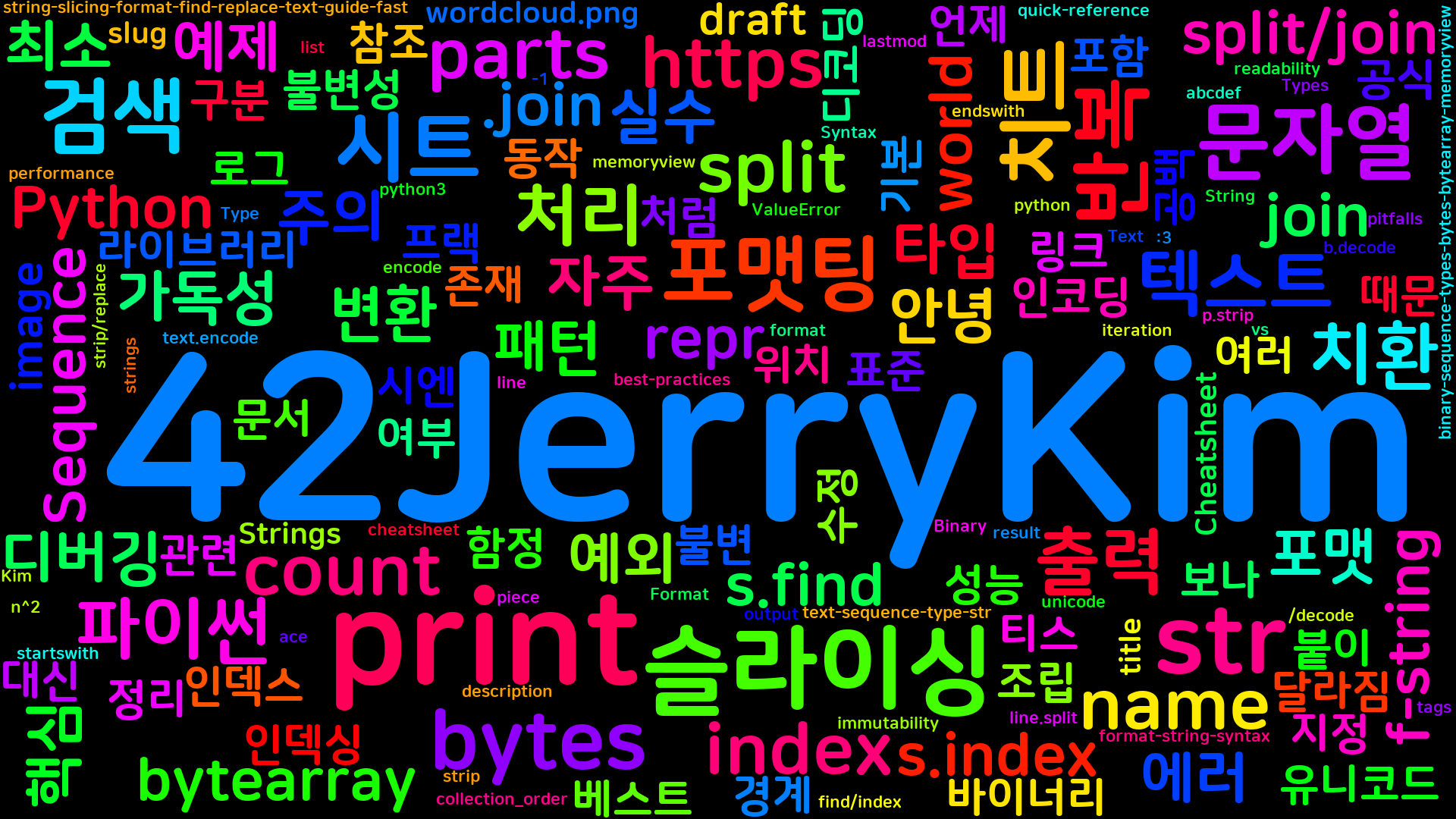 [Python Cheatsheet] 03. Strings - 슬라이싱/포맷팅/검색/치환